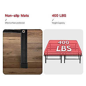 Bed Frame Foldable Heavy Duty Mattress Metal Platform Slat No Box Spring Needed Easy Assembly Noise-Free Black (Full)
