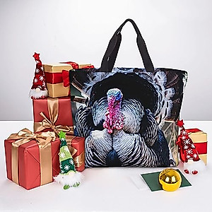 VACSAX Tote Bag for Women Reusable Shopping Bags Thanksgiving Turkey Print Shoulder Handbag Aesthetic Totes for Grocery