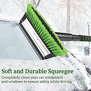 SEAAES 51 Inch Ice Scraper and Snow Brush with Squeegee, Extendable Snow Ice Removal with Foam Grip for Windshield SUV Truck Vehicle Window