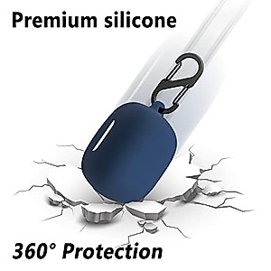 Geiomoo Silicone Case Compatible with JBL Live Pro+ TWS, Protective Cover with Carabiner (Navy Blue)
