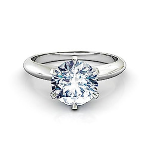 PREVELI 3 Carat CZ Rings For Women 18K White Gold Plated 925 Sterling Silver Solitaire (8.5)