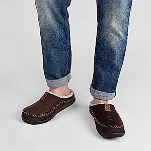 Zizor Mens Slippers, Slip On House Slippers for Men, Mens Gifts, Memory Foam, Indoor Outdoor House Shoes, Clogs with Rubber Sole (Moc Coffee, Size 11-12)