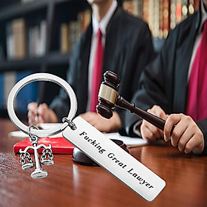 LQRI Scales of Justice Lawyer Gifts Fucking Great Lawyer Keychain Thank You Gift for Lawyer Attorney, Law School Graduates Gifts (silver)