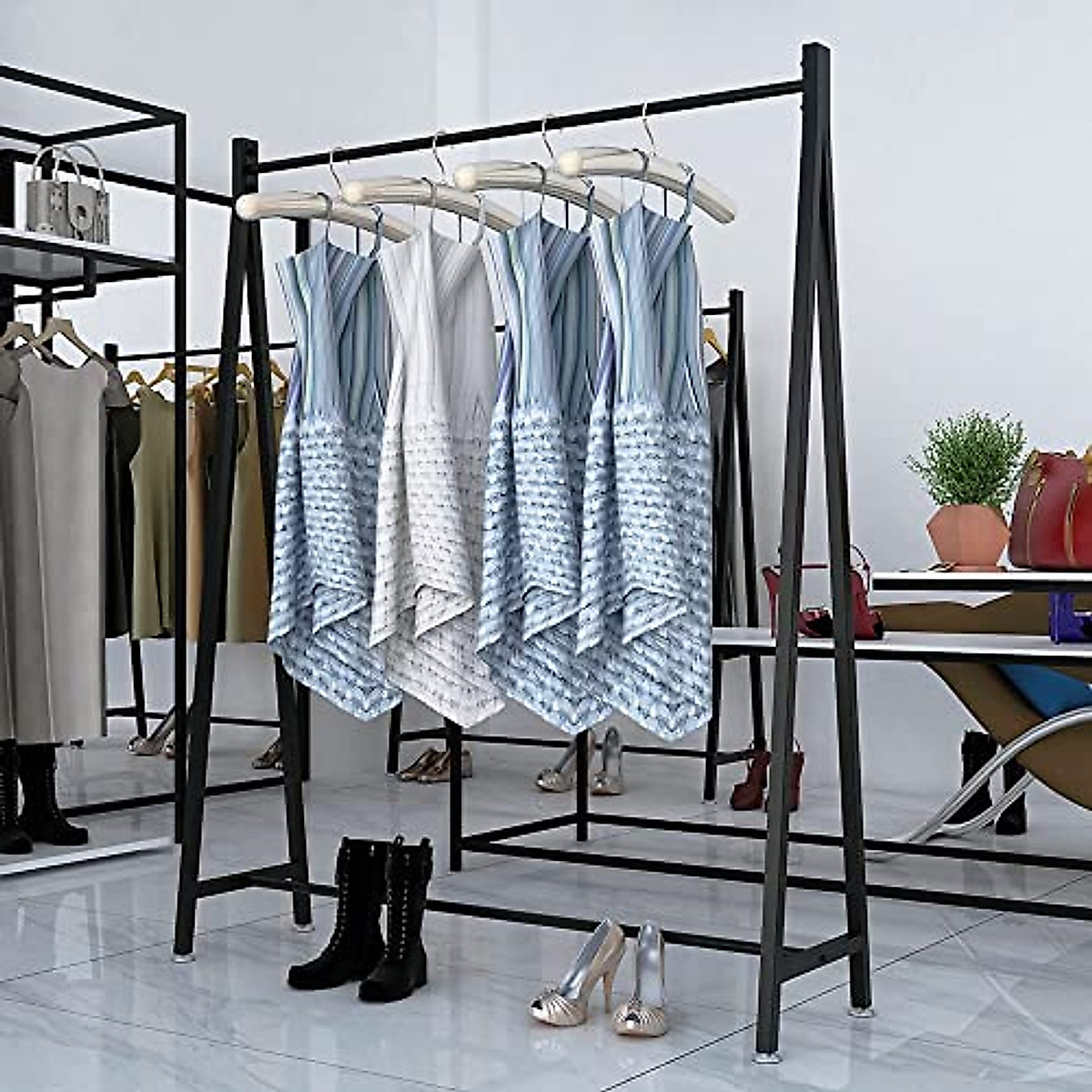 DR.IRON Black Metal Clothing Rack, Industrial Clothes Rack with Top Rod Heavy Duty Clothing Rack for Hanging Clothes for Home Bedroom,Clothing Store, Laundry Room
