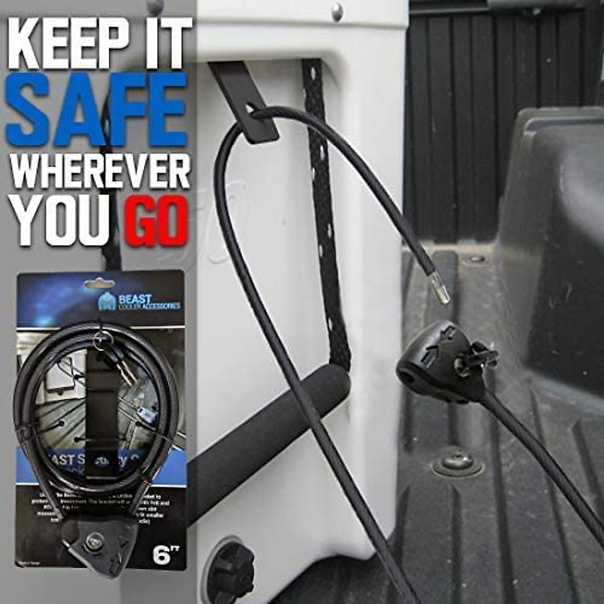 Cable Lock and Bracket in One! Compatible with Yeti & RTIC Coolers - Designed for Medium to Large Sized Yeti & Rtic Coolers (Does Not Fit Roadie) and Other Outdoor Equipment Such As Your Bike or Kayak