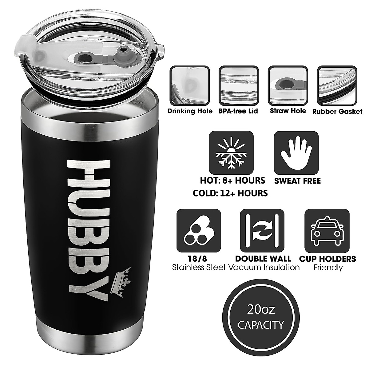 Gifts for Husband from Wife - Husband Gifts, Gifts for Him - Anniversary, Birthday Gifts for Husband - Father's Day Gifts for Husband, Fathers Day for Him, Fathers Day Gift - 20 Oz Black Tumbler