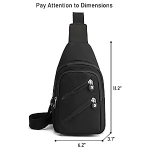 Small Sling Bag Crossbody Bags for Women, Sling Backpack Daypack Fanny Pack Cross Body Bag for Outdoors Hiking Traveling - Black