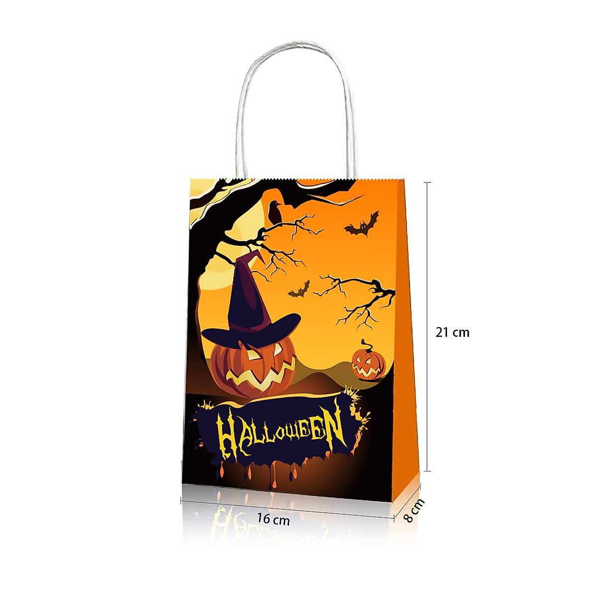 GGSELL 12 PCS Halloween Treat Bags for Kids Trick or Treat Candy Bags, Glow in The Dark Bags with Handles for Halloween Party Favors
