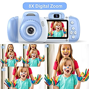 Goopow Mini Kids Camera Toys for 3 4 5 6 7 8 Year Old Girls Boys, Toddler Children Digital Video Camcorder Camera, Best Chritmas Birthday Festival Gift for Kids - 32G SD Card Included NK-Lightblue