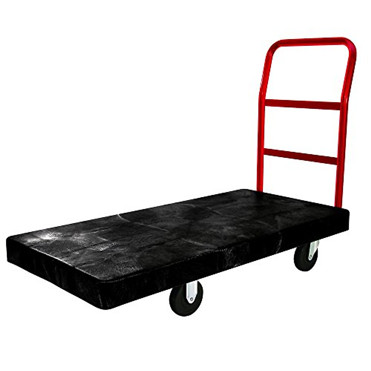 Rubbermaid 2-Shelf Plastic/Poly Mobile Utility Cart with Lockable Wheels, Black (RCP4441BLA)