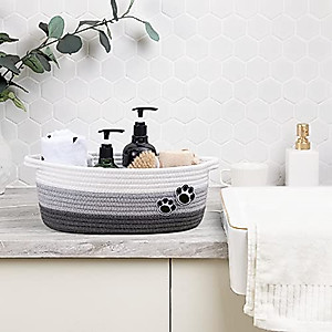 HiChen Small Dog Toy Basket, Cute Woven Basket for Shelves, Decorative Rope Storage Basket for Nursery, Baby Gift Basket for Diapers, 12 x 8 x 5 inches