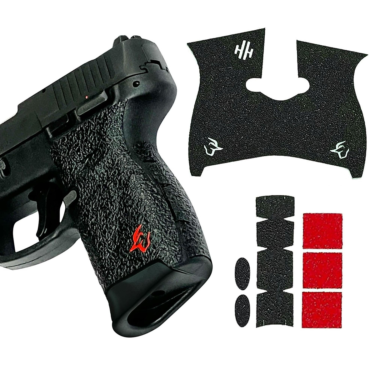 Handleitgrips Gun Grip Tape Compatible with Taurus G3C | Black Textured Rubber Pistol Grip Tape with Red Insert | Gun Accessories | Veteran Owned