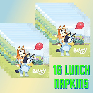 Bluey Birthday Decorations - Bluey Birthday Party Supplies for your Bluey Party featuring Bluey Party Decorations and Bluey Plates and Napkins and Tableware for 16 guests.