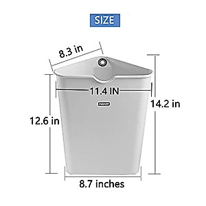 Triangle Space-Saving Trash Can for Corner, 2.6 Gallon Durable Plastic Garbage Bin for Kitchen, Bathroom, RV, Coffee Bar, Small Grey Triangular Container, Slim Open Top Wastebasket for Narrow Spaces