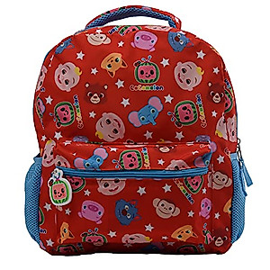 Cocomelon JJ & Animal Friends Allover Character Print 14” Backpack for Boys and Girls, Kids & Pre-school Travel Bag with Padded Back and Padded Adjustable Straps