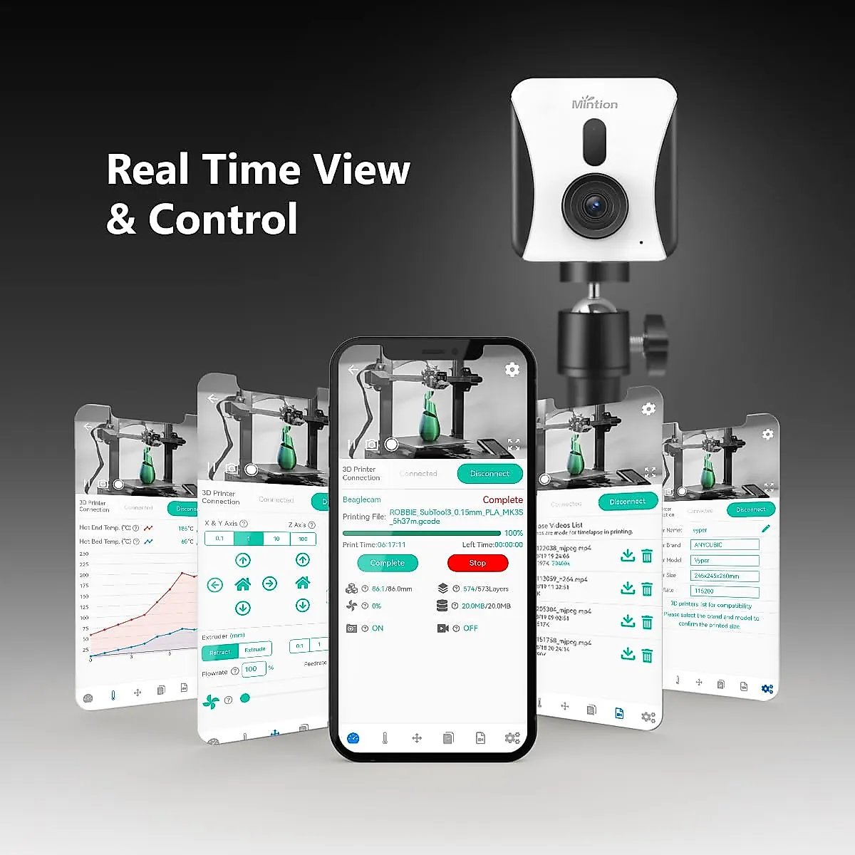 3D Printer Camera, Beagle Camera V2, WiFi Remote Monitor&Control, Plug&Play, Manual Focus Digital Zoom, Time-Lapse Video, Compatible with Klipper Elegoo Neptune 4 Series, Ender 3 V3 SE, etc 3D Print