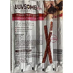Luvsome Cat Treats Tender Meaty Sticks Salmon & Trout 1-Pack 5-Individual Sticks
