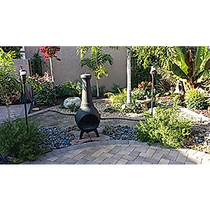 The Blue Rooster Prairie Chiminea Outdoor Fireplace - Wood Burning Cast Aluminum Deck or Patio Firepit