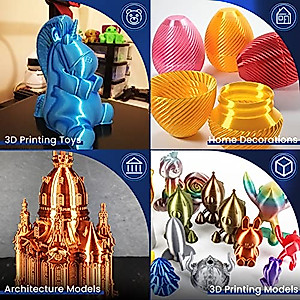 Silk Black PLA 3D Printer Filament 1.75mm, JAYO Silk PLA 0.65kg Spool 3D Printing Material, Silky Shiny Surface, Neatly Wound Filament, Fits for Most FDM 3D Printers, Black 650g