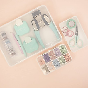 Craftelier - Set of 3 Storage and Organisation Boxes for Scrapbooking and other Craft Materials | 2 Box Sizes: Large Box 26,5 x 17,8 x 4,2 cm and Small Boxes 14,6 x 9,1 x 3,2 cm - Pastel Pink Colour