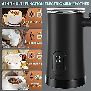 Electric Milk Frother, 4 in 1 Milk Steamer,11.8oz/350ml Automatic Warm and Cold Foam Maker for Coffee,Latte, Cappuccino, Macchiato, Hot Chocolate