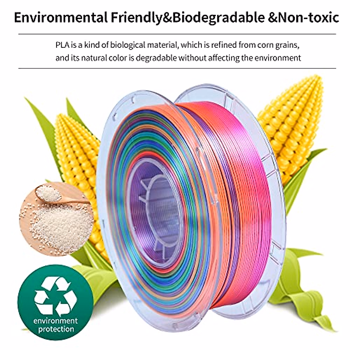 3D Silk PLA Filament, Rainbow PLA,3D Printer Filament 1.75mm, 3D Printing Filament +/-0.02mm, 1kg/2.2lbs Fit Most FDM 3D Printers (Silk Rainbow 663_ Pinkycolor)