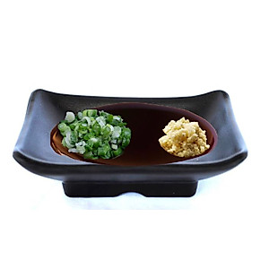 Lucky Star Melamine Soy Sauce Dishes Wasabi Sushi Sashimi Rectangular Plastic Dipping Plates, 4-1/8" X 2-1/2" X 1-1/8” H, Capacity: 1.8 oz, Black, Black (96)