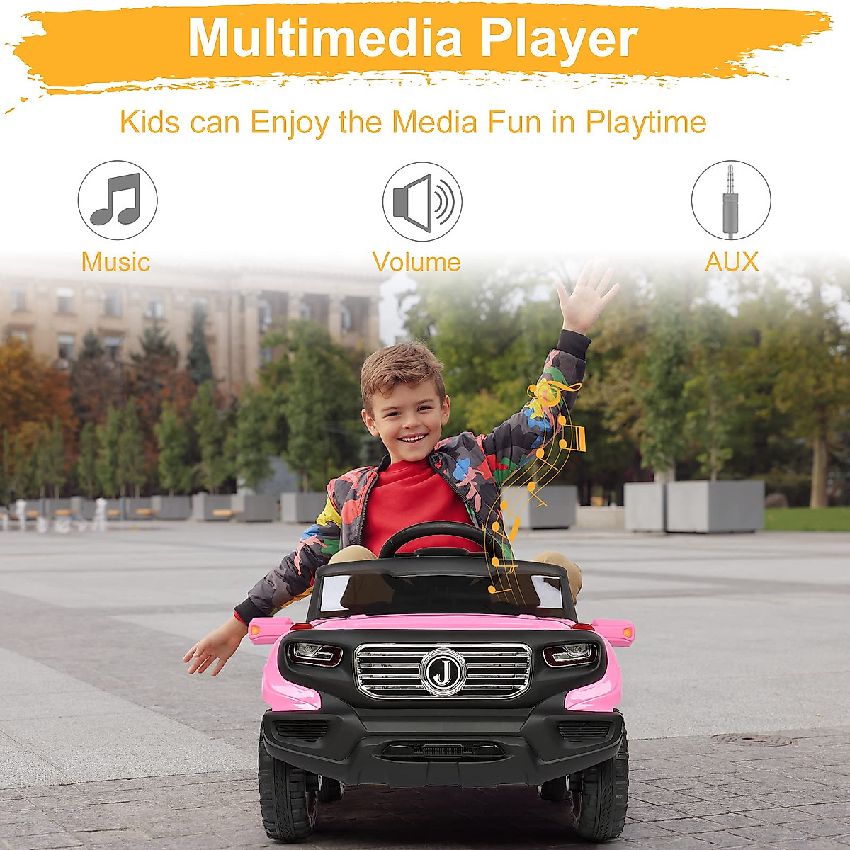 JOYMOR Kids Ride on Toy, Kids Truck 6V Battery Motorized Vehicles, w/Parent Remote Control, Children's Best Toy with 3 Speeds (Pink)