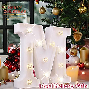 White LED Marquee Letter Lights, Diamond Bulb Marquee Light Up Letters for Christmas Wedding Decorations, Lighted Letter Sign Night Light for Girls Bedroom Birthday Party Wall Decor-V