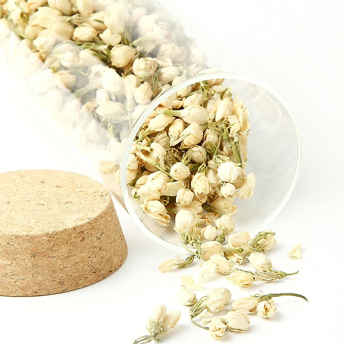 VASANA 2PCS Glass Food Storage Containers 300ml/10oz Kitchen Storage Containers With Cork Lids Empty Clear Glass Bottles for Coffee Bean Dry Goods Tea Storage