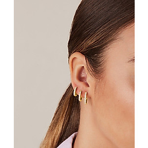 Cocadant Small Gold Hoop Earrings for Women,14K Real Gold Plated Huggie Hoop Earrings Hypoallergenic Tiny Cartilage Earring Sets for Multiple Piercing 8mm 10mm 12mm