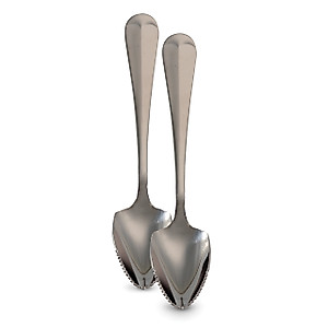 HIC Harold Import Co. Grapefruit Dessert Spoons with Pointed Tip and Serrated Edge (Set of 2), 6", Stainless Steel