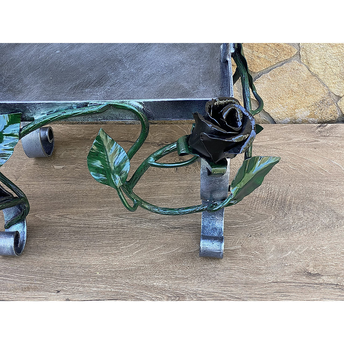Breakfast in bed tray, table, iron anniversary gift for her, rose, floral, serving tray, coffee table, iron gift, iron gift for her, bed tray, tray