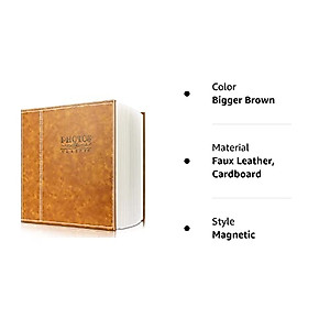 Safedealshop Magnetic Self-Stick Page Photo Album,Leather Cover,Holds 4X6,5X7,6X8,8X10,10X12 of Photos,Suitable for Anniversary Albums,Wedding Photo Album,Baby Growth,Family Album.