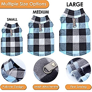 Geyoga Fleece Vest Dog Sweater Set of 4 Buffalo Plaid Dog Pullover Warm Jacket Winter Pet Clothes with Leash Ring for Small Dog Cat (Small)