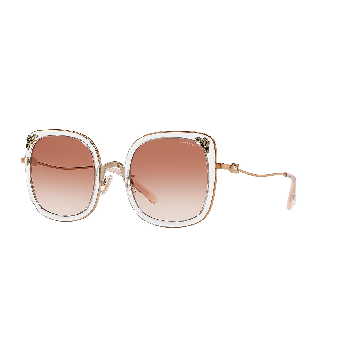 Coach HC7101B Sunglasses, Rose Gold/Transparent Pink/Pink Gradient, 53 mm