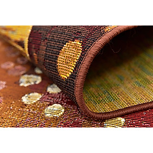 Unique Loom Outdoor Modern Collection Area Rug - Pine (5' 4" Square, Multi/ Brown)