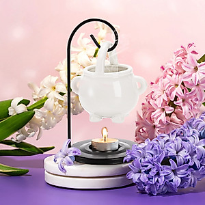 Jucoan 2 Pack Hanging Cauldron Oil Burner, Ceramic Essential Oil Wax Melt Burner Tealight, Witches Witchcraft for Halloween & Wiccan Rituals, Gothic Home Décor Gift