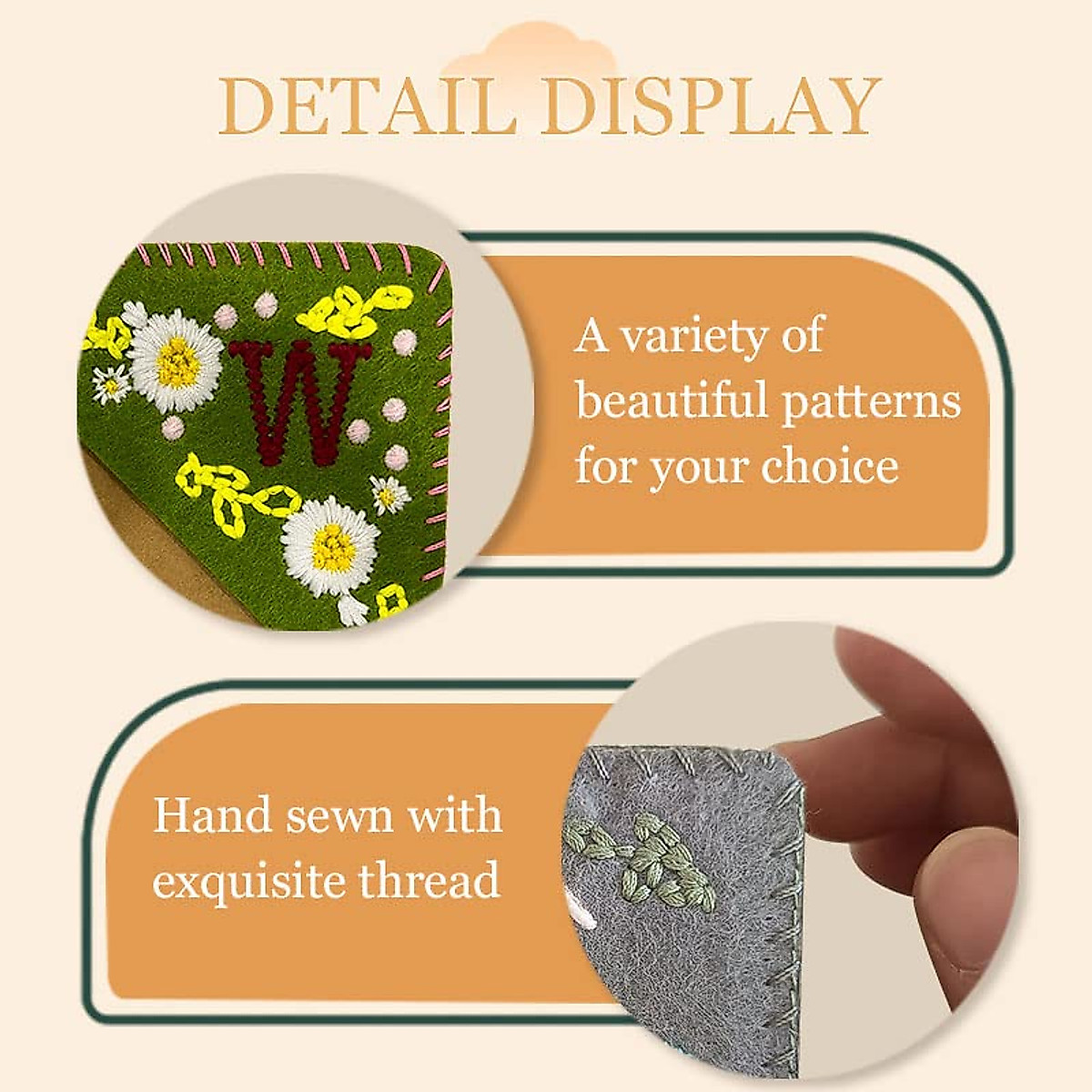 26 Personalized Embroidered Corner Bookmark, Felt Triangle Page Stitched Corner Handmade Bookmark,Cute Flower Bookmarks for Book Reading Lovers Meaningful Gift Spring-M