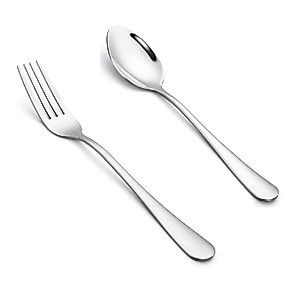 Dinner Forks and Spoons Briout Set of 12 Premium Stainless Steel Silverware Set, Mirror Polished, Dishwasher Safe, Silver, Use for Home,Kitchen or Restaurant