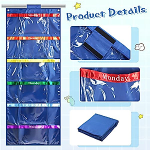 Amylove 2 Pack Days of the Week Kids Clothes Organizer with 4 Hooks Weekly Clothes Organizer for Kids Over the Door Portable Clothes Organizer Rainbow Kids Closet Organizers and Storage (Blue)