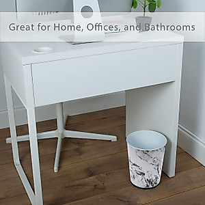 5 Liter Small Wastebasket | 11 Inches Height | Round Open Top | Trash Can | Bathroom | Bedroom | Kitchen | Dorm | Office | Disposal Waste Bin | Garbage Container | Marble