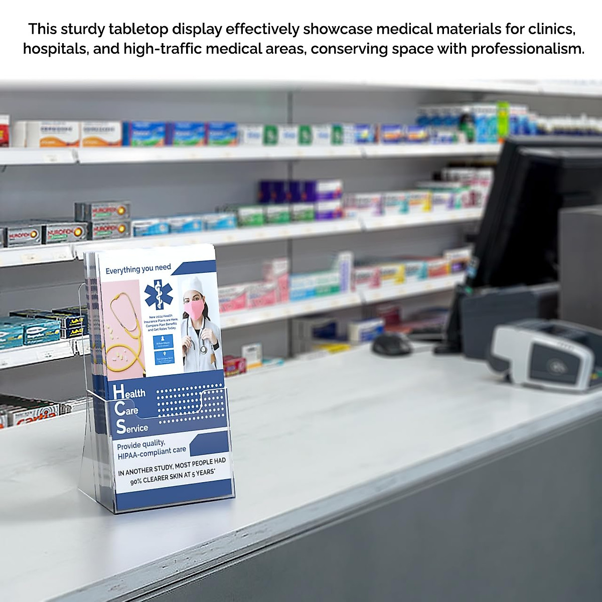 Marketing Holders 10 Pack 4.25" Brochure Holder Countertop Dispenser Holds Rack Cards Single Pocket Tri Fold Trade Show Pamphlet Bin for Waiting Rooms Gyms and Retail Shops Clear Acrylic