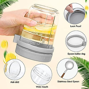 Tekuve 4 Pack Overnight Oats Containers with Lids and Spoon, 16 oz Glass Mason Jars with Airtight Lid for Overnight Oats Meal Prep Chia Yogurt Salad Fruit Gray White