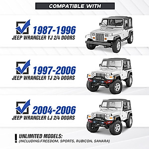 YZONA Off-road Front Bumper Compatible with 1987-2006 Jeep Wrangler TJ YJ LJ Rock Crawler Bumper w/Paintable Armor, Winch Plate, 1 x 312W LED Light, 4 x 18W LED Lights & D-rings, 2/4 Doors (Black)