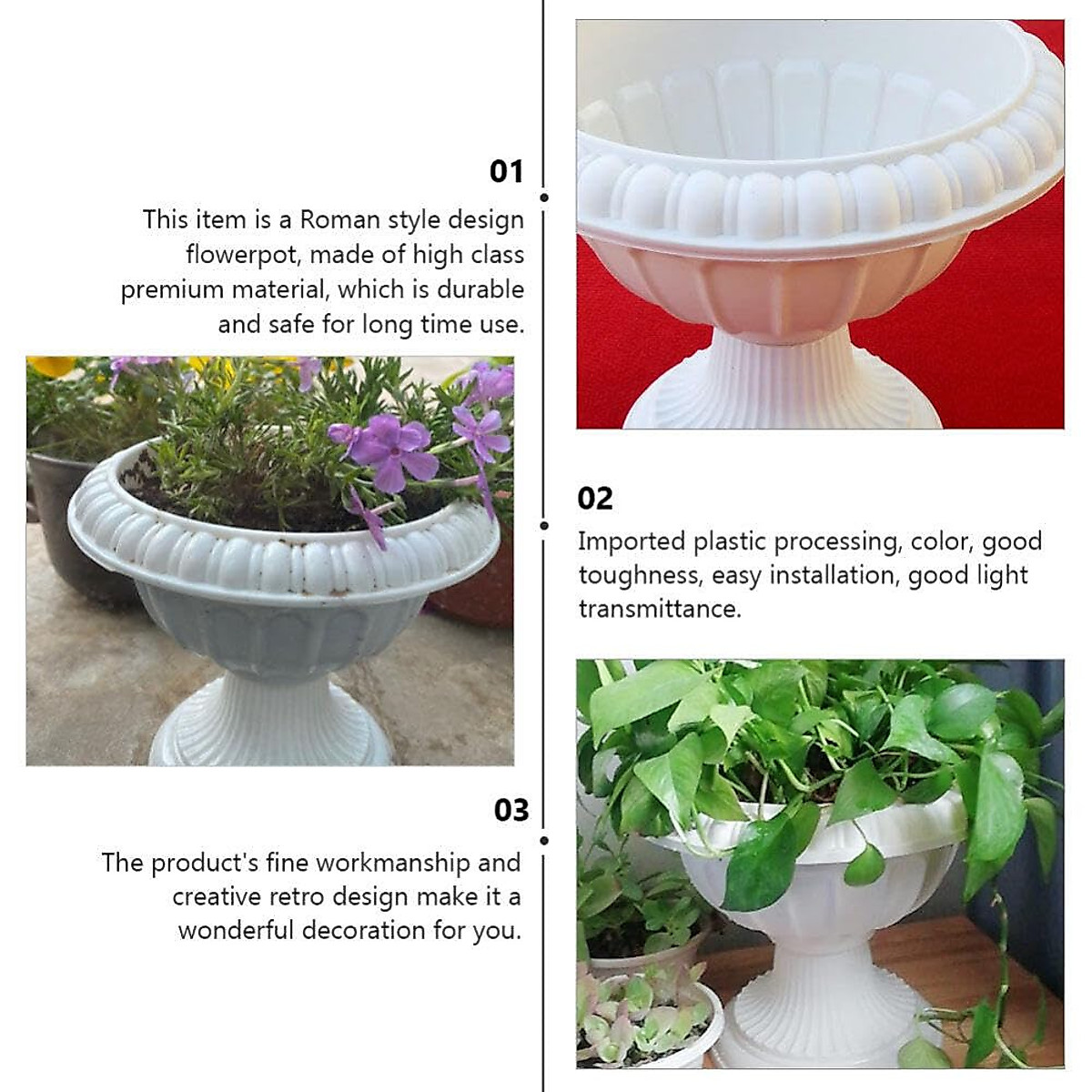 YARNOW Garden Urns Urn Planter 4pcs Vintage Style Flower Pot Classic Pillar Flower Pot Greek Column Statue Garden Urn Tall Roman Pillar Flowerpot for Wedding Patio Yard Pathway Garden