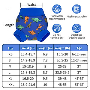 BIG ELEPHANT Baby Swim Diapers 3pcs, Reusable Adjustable Washable Waterproof Swimming Diaper for Boy's and Girl's, 12-24 Months