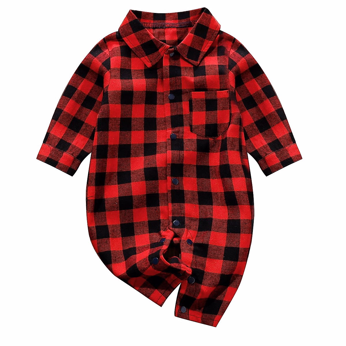 AGQT Toddler Boys Christmas Romper Red Plaid Suit Long Sleeve Xmas T-Shirt Jumpsuit Gentleman Formal One Piece Bodysuit Outfit (Red and Black Grid, 12-18 Months)