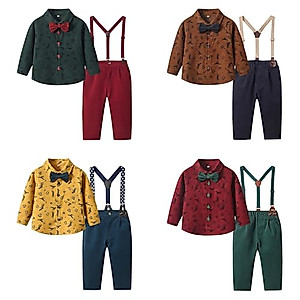 Toddler Boys Christmas Suit Long Sleeve T Shirt Tops Pants Child Kids Gentleman Outfits Boy Outfit (A, 9-10 Years)