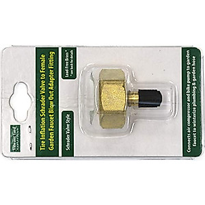 Tire Inflation Schrader Valve to Female Garden Hose Faucet Winterize Blow Out Sprinkler System Adapter Fitting